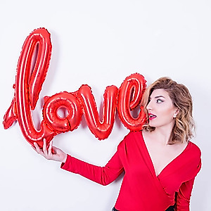 42 Inch Red LOVE Foil Balloons for Valentines Day Decor, 4Pcs Reusable Large Love Mylar Letter Valentines Day Balloons, for Engagement Anniversary Wedding Bridal Shower Valentines Day Decorations