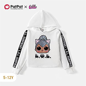 L.O.L. Surprise! Girls Longsleeve Hoodie Kids Pullover Sweatershirts for Girls Top Outfit 5-12 Years White