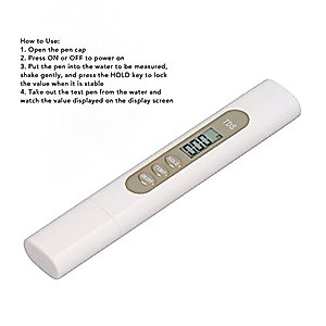 Water Quality Tester, 3 Key Celsius Fahrenheit Degree Digital Switch TDS Meter High Accuracy Automatic Temperature Compensation Portable for Swimming Pool