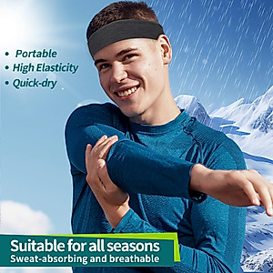 PAOFUPOS 8 Pack Sport Headbands for Men, Elastic Soft Fabric Non-Slip Hair Bands Hair Warp Running Cycling Sports Tennis Basketball Daily Workout