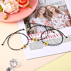 Hicarer Promise Bracelets, Back to School Friendship Bracelets Distance Matching Charm Set for Friends Women Valentine's Day Gift(Sunflower Style)