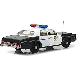 1977 Dodge Monaco Metropolitan Police with T-800 Endoskeleton Figure The Terminator (1984) Movie 1/18 Diecast Model Car by Greenlight 19042