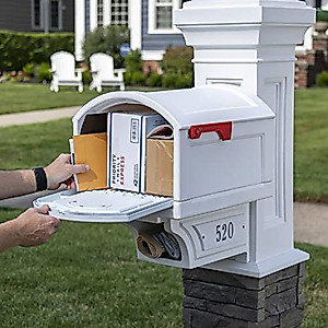 Step2 Town-to-Town XL Post-Mount Mailbox, Weather Resistant, Large Outdoor Mailboxes, Made of Durable Plastic, Easy to Install, USPS T4 Sized Mailbox, Flag Included, Classic White