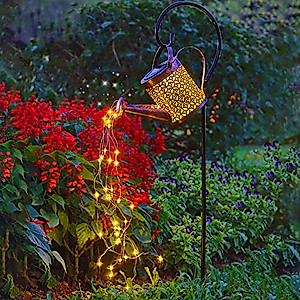 Solar Watering Can with Lights Decorative Garden Stake with Bright LED Waterproof for Solar Garden Decorations Metal Watering Can Solar Lights Stake Outdoor Decorations