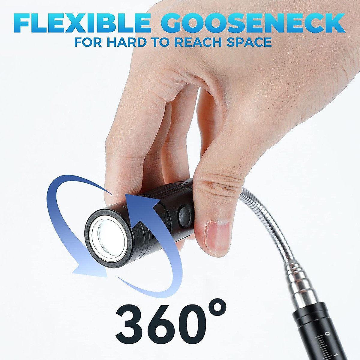 MANWALD Rechargeable Magnetic Pickup Tool, Valentines Day Gifts for Men, Telescoping Magnetic Flashlights with Extendable Magnet Stick, Cool Gadgets Gifts for Men, Dad, Husband