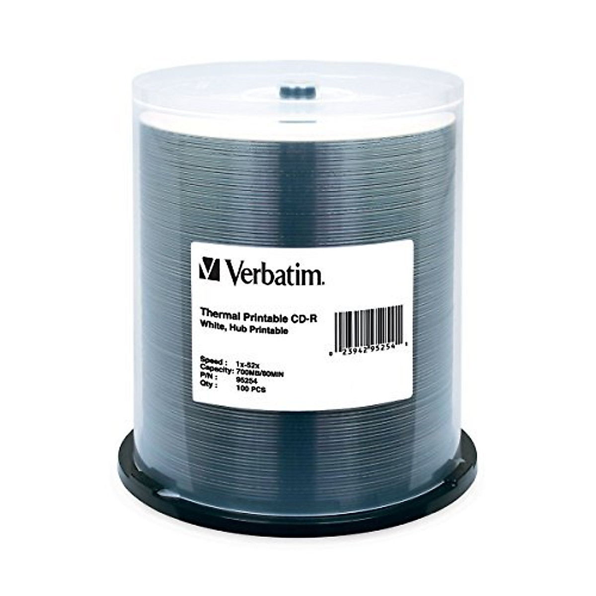 Verbatim 95254 100 x CD-R ( 80min ) 52x - white - thermal transfer printable surface, printable inner hub - spindle