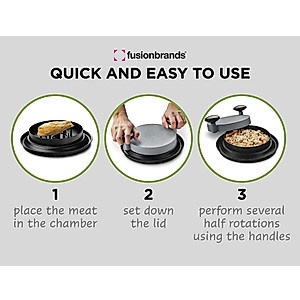 FusionBrands ShredMachine-The Quick, Easy to Use Alternative to Bear Claws Meat Shredder for Pulled Pork, Beef and Chicken and More-BPA Free Hand Shredder with Easy to Grip Handles, Non-Skid Base,Grey