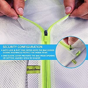 Cosmiic Greens 3 Pcs (S1/M1/L1) Mesh Laundry Washing Bags with Premium Rust Free Zipper, Storage Bag, Store Dirty Clothes, Washing Bags, Blouse, Bra, Hosiery, Lingerie, Stocking, Jeans (Polyester)