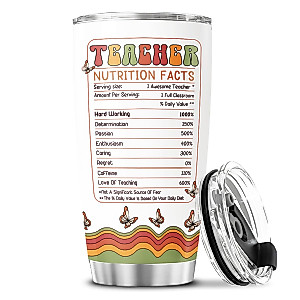 HUBUPU Tumblers Teachers Pack Coffee Women For Gift Music Cups Appreciation Stainless Steel, Teacher Gifts, Tumbler 20 Oz With Lid And Straw, Teacher Nutrition Facts