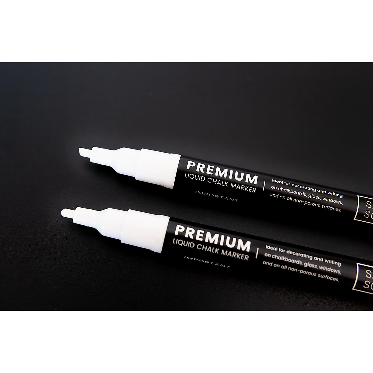 Erasable Liquid Chalk Markers White 2PK - Fine Tip Chalk Marker for Chalkboard - Bright Ink & Easy to Erase - 3mm Reversible Tip for Bullet or Chisel Point - White Bistro Chalk Markers for Blackboard