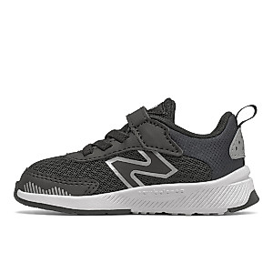 New Balance Kid's Dynasoft 545 V1 Hook and Loop Running Shoe, Black/White/Silver Metallic, 1 Little Kid
