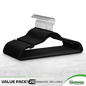 Velvet Hangers 20 Pack Black – Heavy Duty Velvet Clothes Hangers - Non Slip Felt Coat and Suit Hangers for Closet - Lightweight Thin Space Saving Ganchos para Colgar Ropa