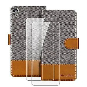 MILEGAO Leather Case for Sony Xperia Z5 Magnetic Phone Case with Wallet and Card Slot + [2 Pack] Tempered Glass Screen Protector for Sony Xperia Z5 Dual (5.2”)