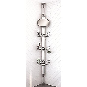 Artika Neptune SC-NEP3-C Extendable Shower Caddy with 1 Mirror and Adjustable Racks and Shelves, Stainless Steel