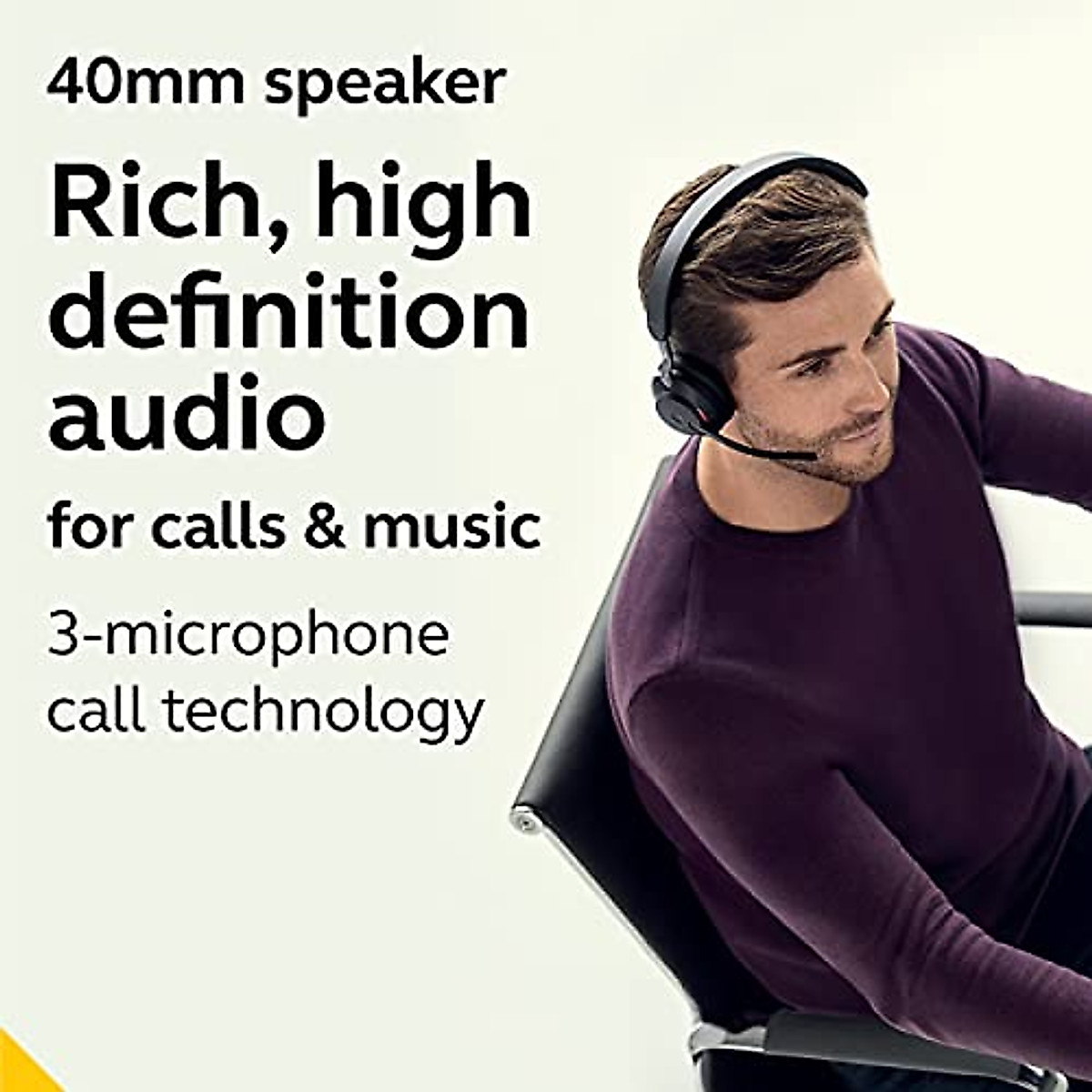 Jabra Evolve2 65 UC Wireless Headset with Link380c, Mono, Black – Wireless Bluetooth Headset for Calls and Music, 37 Hours of Battery Life, Passive Noise Cancelling Headphones