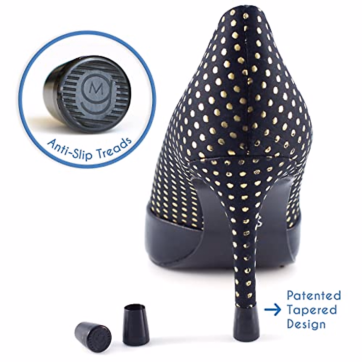 GoGoHeel Quick Tips - The Original High Heel Protector & Heel Repair Caps - 2 Pairs (Small, Medium, Black)
