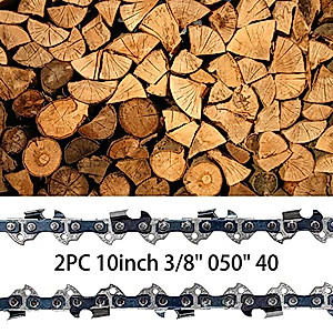 Opuladuo 2PC 10 Inch Chainsaw Chains, Replacement Chain for WORX WG309,10'' Chain for Sun Joe SWJ803E - 3/8'' .050'' 40 Drive Links