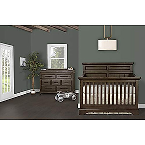 Evolur Empire 5-in-1 Convertible Crib in Distressed Timber with Free Mattress