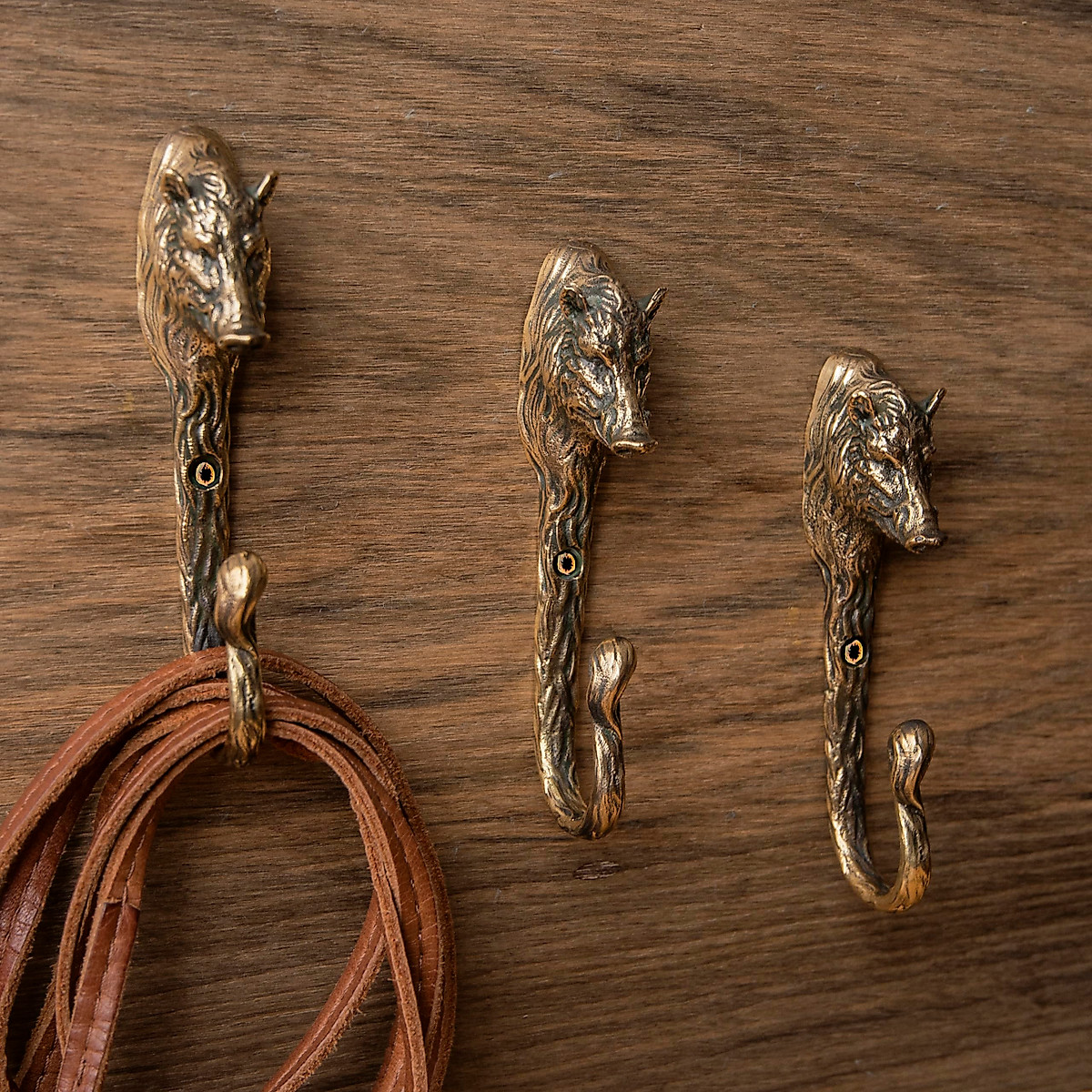 Boar Hanger Holders Storage Rack. Handmade. For Kitchen Living Room Bathroom Bars Hotels. Rack hangers for hanging Coats Towels Keys Hats Purse Backpacks. Unique design. Brass