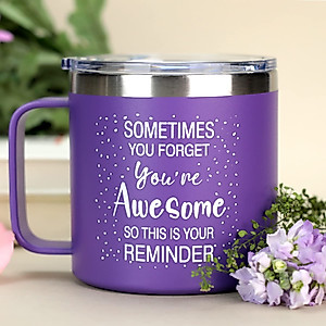 Birthday Gifts for Women Friendship - Inspirational Gifts Sometimes You Forget You are Awesome Purple Tumbler - Gifts for Friends Female Gifts for Mom Best Friend Teacher Get Well Soon Gifts for Her
