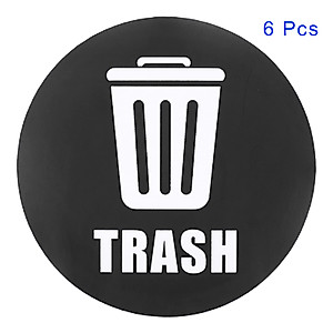 M METERXITY 6 Pack Recycle Sticker - Home Trash Can Labels, Strong Adhesion & Smooth Surface, Apply to Kitchen/Garden Trash Bin (5 Inch, White on Black)