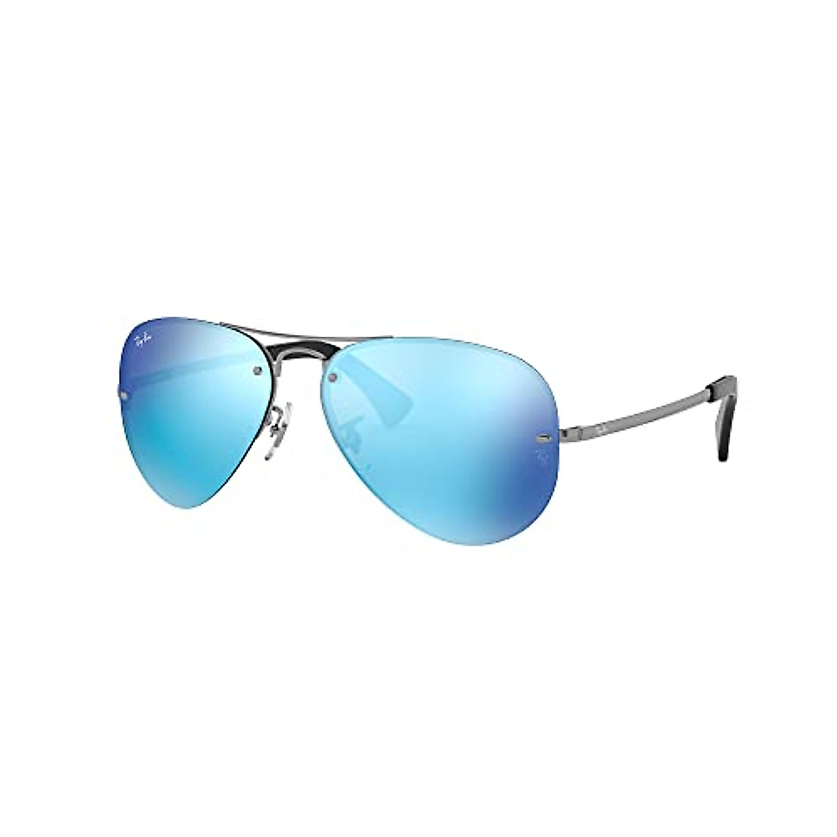 Ray-Ban RB3449 Aviator Sunglasses, Gunmetal/Light Green Mirrored Blue, 59 mm