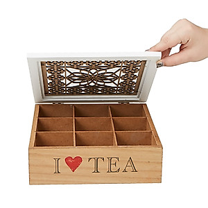 Mind Reader Decorative Tea Bag Organizer, 90 Bags, Countertop Organizer, Coffee Bar, Kitchen, 9.45"L x 9.45"W x 3.15"H, Brown