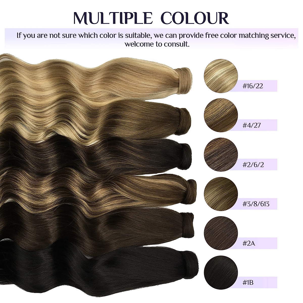 DOORES Hair Extensions Ponytail Extensions Human Hair Balayage Dark Brown to Chestnut Brown 18 Inch 80g Wrap Around Ponytail Remy Hair Extensions Clip in Straight with Magic Paste Heat Resistant