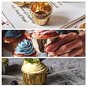 Aluminum Foil Cupcake Cups Cupcake Liners 50Pcs Disposable Ramekin MuffinBaking Cups Little Foil Cups Cupcake Ramekin Holder Cups Ramekins for Baking Foil Baking Cups