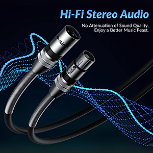 XLR to XLR Cable 100 Feet, Premium XLR Microphone Cable, Long Heavy Duty 22AWG OFC XLR Male to Female Cord, 3-Pin Shielded Mic Speaker Cable, Zinc Alloy Connectors, Metal Spring SR, Black