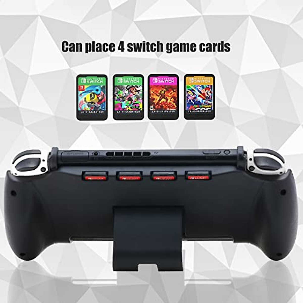 Switch OLED Grip, Switch OLED Accessories Grip with Game Storage and Kickstand, Hand Grip Compatible with Nintendo Switch and Switch OLED