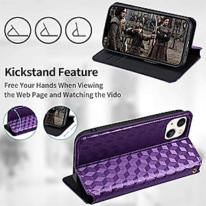 Case Compatible with Huawei Enjoy 60X,Leather Case with Card Slot.Wallet Design,Stereoscopic Patterns.Standable Flip Case Purple