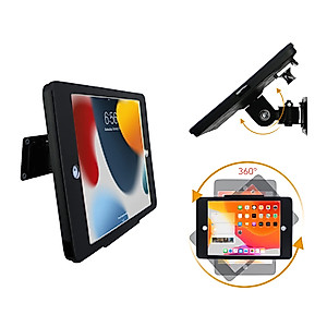 DDSHOW On Wall Mount Metal Bracket for iPad 10.2-Inch (Gen. 9th,8th,7th),with Anti Theft Security Lock&Key, Rotate Design Arbitrary Adjustment,Multi Angle,Metal,Screw Fixing,Black