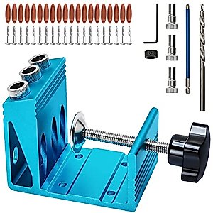 Pocket Hole Jig Kit with 3 Drill Hole Dowel Drill Joinery Screw Kit All-In-One Drill Hole System Set Wood Woodwork Guides Joint Angle Tool