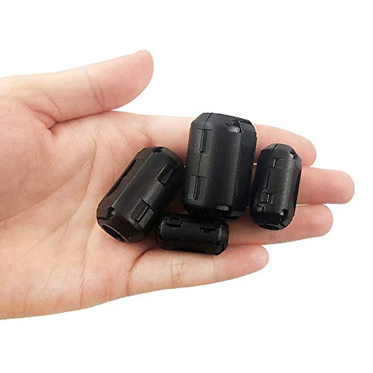 (Pack of 20pcs) Clip-on Ferrite Ring Core RFI EMI Noise Suppressor Cable Clip for 3mm/ 5mm/ 7mm/ 9mm/ 13mm Diameter Cable, Black