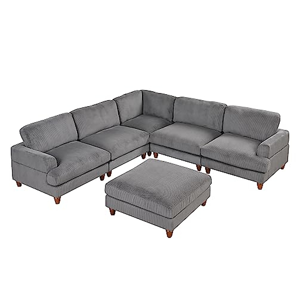 ERYE Oversized Modular Sectional Sofa Couch with Movable Ottoman Can be Freely Combined into Sofabed,L-Shaped & U-Shaped,Low Back Corner Sectional&Couch for Home Apartment Living Room