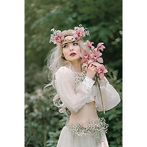 MOSTORY Black Crystal Crown Raw Quartz Headband Fairy Moon Headpiece Dark Rhinestone Tiara Elf Circlet for Women Girls Renaissance Halloween Cosplay Goth Wedding Photo Shoot