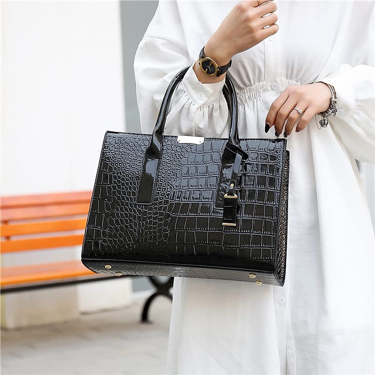 Crocodile Pattern Fashion Pu Leather Luxury Women Ladies Handbags Shoulder Bag Woman Top-Handle Purse