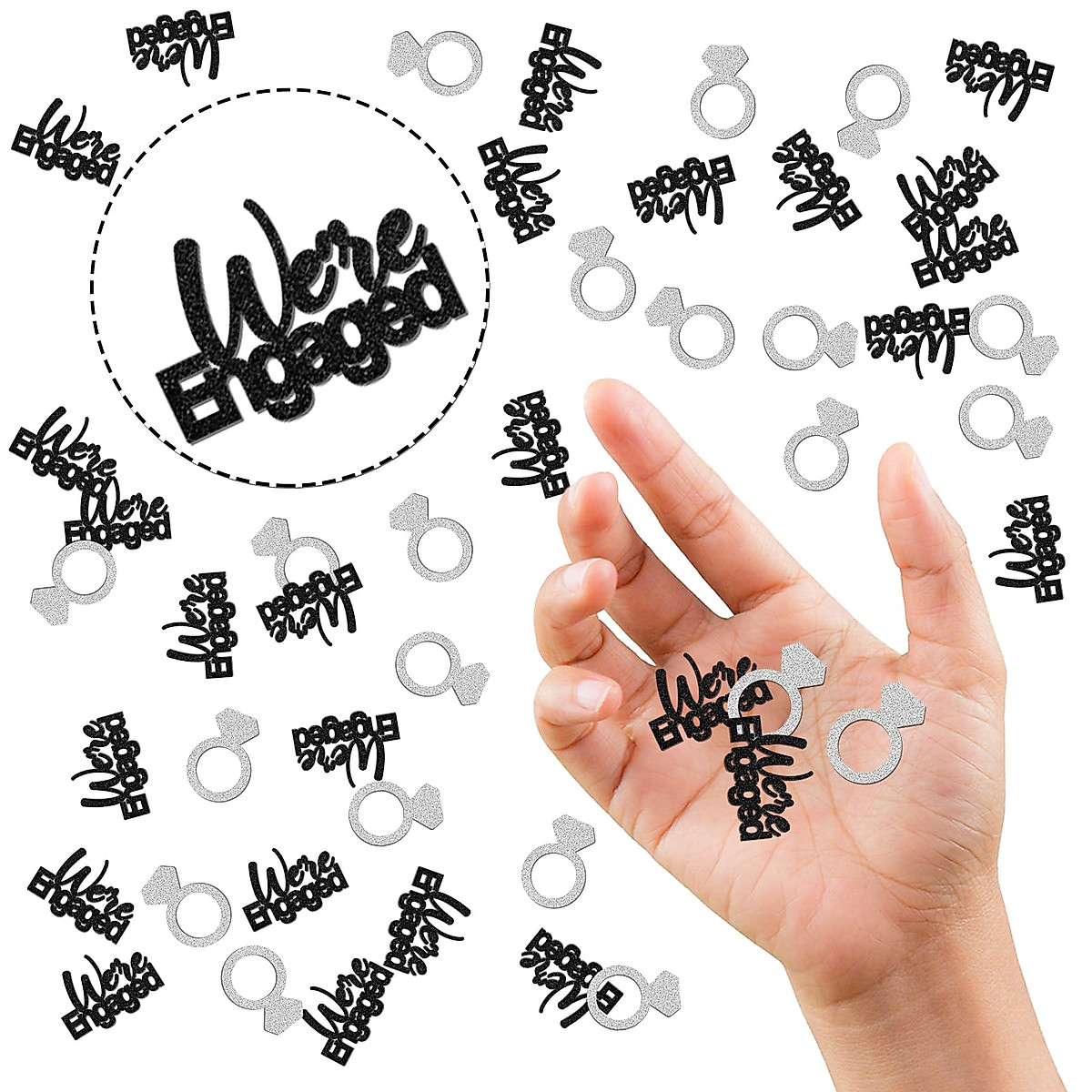 We're Engaged Confetti Glitter, Wedding Table Confetti, Engagement Paper Scatter,Bridal Shower Bride to Be Party Table Decorations Confetti, 120pcs