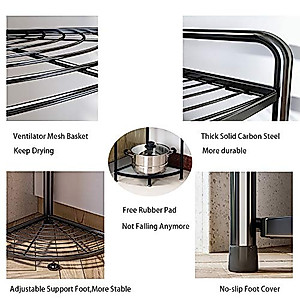 Konrisa 5-Tier Corner Shelf Pot Rack for Kitchen Appliances Adjustable Corner Table Shelf Heavy Duty Shelves Storage Bookcase Organizer Household Stand for Bedroom,Living Room,Hallway