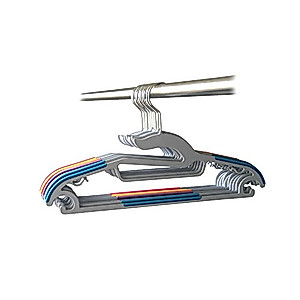 Jeronic P3500M 30 Pack Light-Weight Non-Slip Durable Clothes Plastic Hangers Various Perfect for Pants, Dress, Jacket, Underwear and Shirt, 5 Mixed Color 01, 30 Count