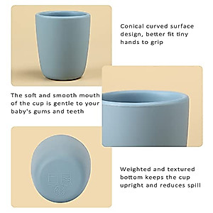 AULEGE Silicone Toddler Cup, 2 Pack BPA Free Silicone Drinking Training Cup for 6 Months+ Babies, 4 fl. oz Tiny Open Cup for Infants (Sage, Ether)