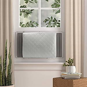 Indoor Air Conditioner Cover,Small AC Unit Window Cover for Inside Double Insulation with Elastic Drawstring 17L x 13H x 3.5D inches Grey