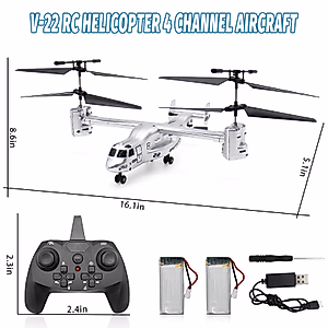 Leopmase V-22 RC Plane 4CH Remote Control Airplane, with Altitude Hold High & Low Speed and LED Light Ready to Fly,Two Batteries Stunt Flying Toy for Beginners Adults Kids