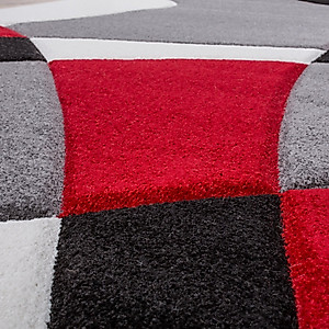 Paco Home Modern Area Rug with Artful Pattern in Red Black Grey, Size: 2'8" x 4'11"
