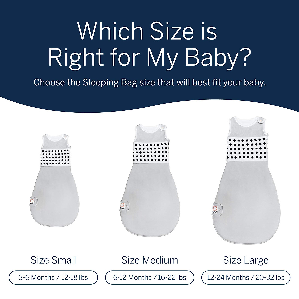 Nanit Breathing Wear Sleeping Bag – 100% Cotton Baby Sleep Sack - Works Pro Baby Monitor to Track Breathing Motion Sensor-Free, Real-Time Alerts, Size Small, 3-6 Months, Pebble Grey