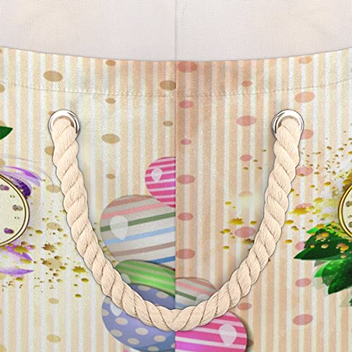 Happy Easter Greeting Card Eggs Large Round Baskets for Storage Laundry Baskets with Handles Blanket Storage Basket for Bathroom Shelves Bins for Organizing Nursery Hamper Girl Boy