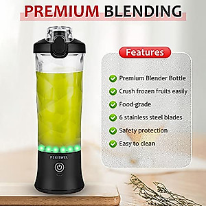 Portable Blender, Personal Size Mini Blender for Shakes and Smoothies, Personal Blender with Rechargeable USB, 20 Oz Mini Juicer Cup for Sports, Travel and Outdoors