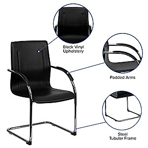 Flash Furniture Siena 4 Pack Black Vinyl Side Reception Chair with Chrome Sled Base