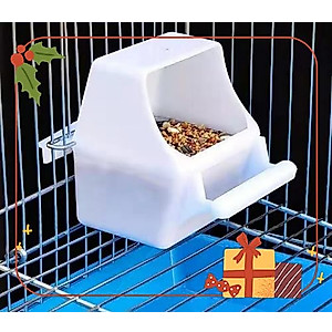 BRYHZKCM Small Bird Slot Feeder No Mess Cage Hanging Feeder Cup Plastic Food & Water Dispenser Bowl，(2 Pieces)